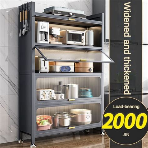 Multifunction Dust Proof Kitchen Cabinet Rack Microwave Oven Cabinet Kitchen Storage Racks Shelf