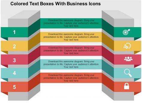 Colored Text Boxes With Business Icons Flat Powerpoint Design Flat Powerpoint Design