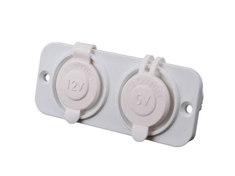 Panel Mount White 12v And Usb Power Socket 12 Volt Planet