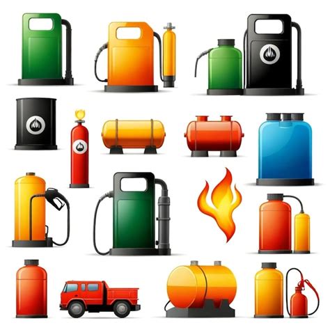 Fuels Vector Set White Background Isolated A High Quality Premium Ai