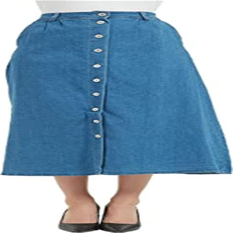 Womens A Line Long Midi Denim Skirt With Button Front Skirt Mini