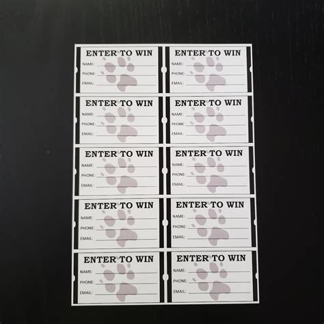 Enter To Win Raffle Tickets Black Paw Prints Fundraiser Ticket Entry