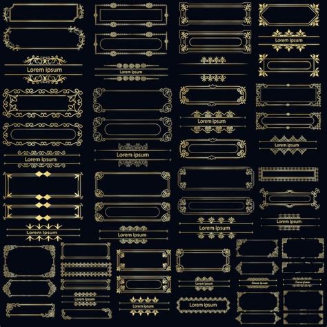 Premium Vector Decorative Art Deco Frames In Gold Color Line Art