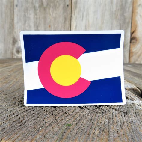 Colorado State Shaped Flag Sticker Red White Blue Color Waterproof