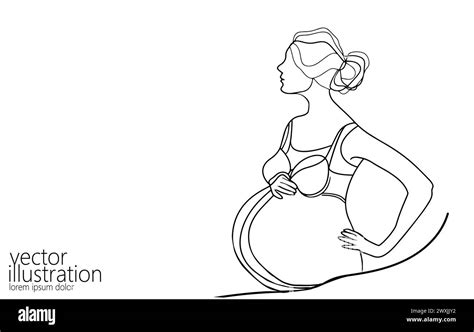 Pregnant Woman Single Continuous Line Art Medicine Health Care