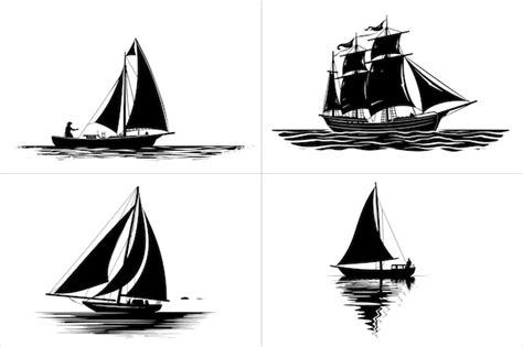 Premium Vector Black And White Sailboat Silhouette Vector And