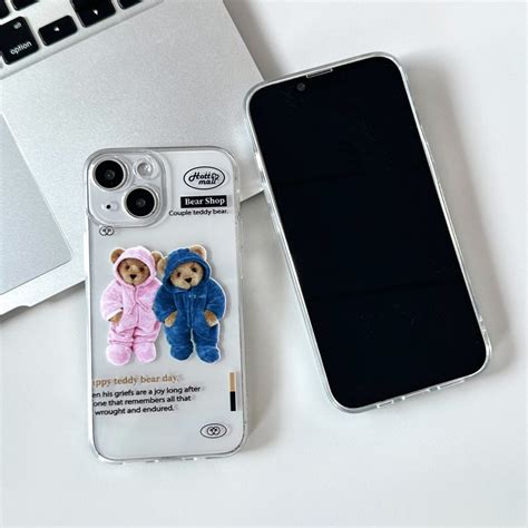 커플 잠옷 곰돌이 커플케이스 아이폰 14 프로 케이스