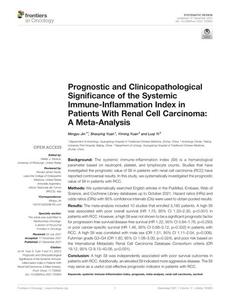 Pdf Prognostic And Clinicopathological Significance Of The Systemic
