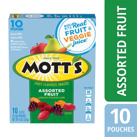 Motts Fruit Flavored Snacks Assorted Fruit Gluten Fee Snack 10