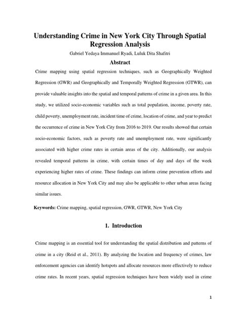 Understanding Crime In New York City Through Spatial Pdf Regression Analysis Multicollinearity