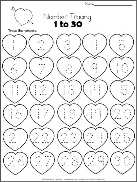 Free Printable Tracing Numbers 1 30 Worksheets