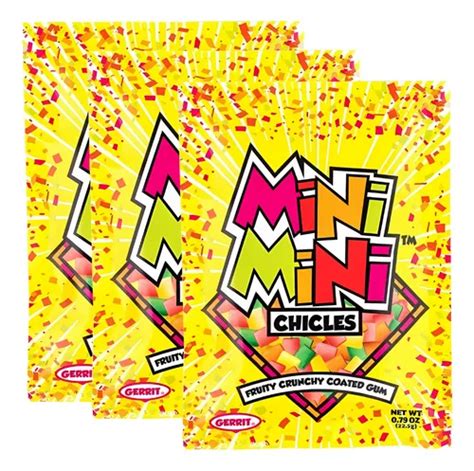 Kit 3 Mini Mini Chicletes Crocantes Com Sabor Frutado 22 5g Mercadolivre
