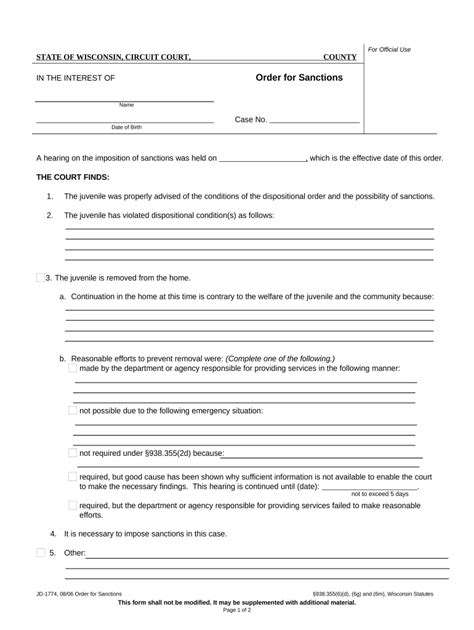 Order For Sanctions Wisconsin Fill Out And Sign Online Dochub