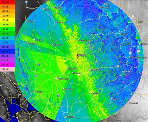 2m Repeater Coverage Map Sierra Foothills Arc W6ek