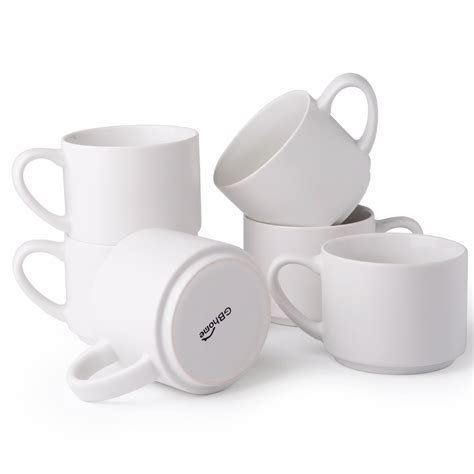 Gbhome 14 Oz Coffee Mugs Set Of 6 Stackable Ceramic Mugs For Men