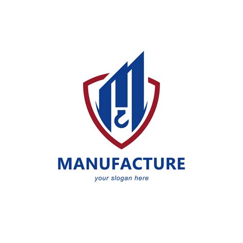 Manufacturer Logo Concept In Red And Blue Color Industry Logo Template