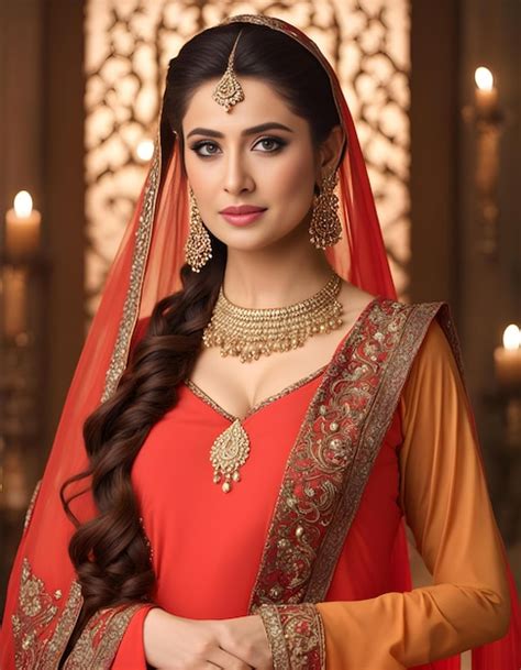 Premium Photo Pakistani Dress Cute Muslim Girl Turkish Fashion Showcase