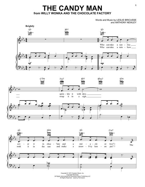 The Candy Man By Sammy Davis Jr Sheet Music For Piano Vocal And Guitar