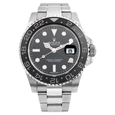 Rolex Gmt Master Ii Mens Steel Watch Black Dial Ceramic Bezel 116710ln