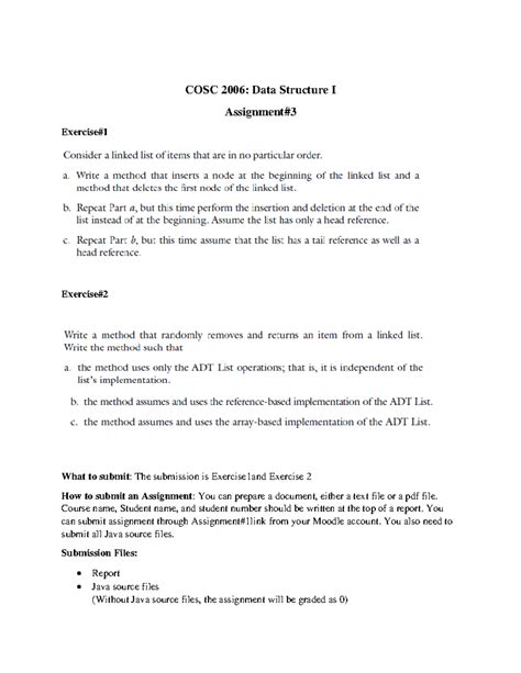 Cosc 2006 Data Structure I Assignment 3 Submission Guidelines Cosc