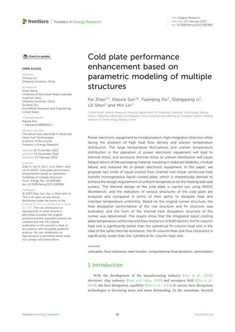 Pdf Cold Plate Performance Enhancement Based On Parametric Modeling Of Multiple Structures