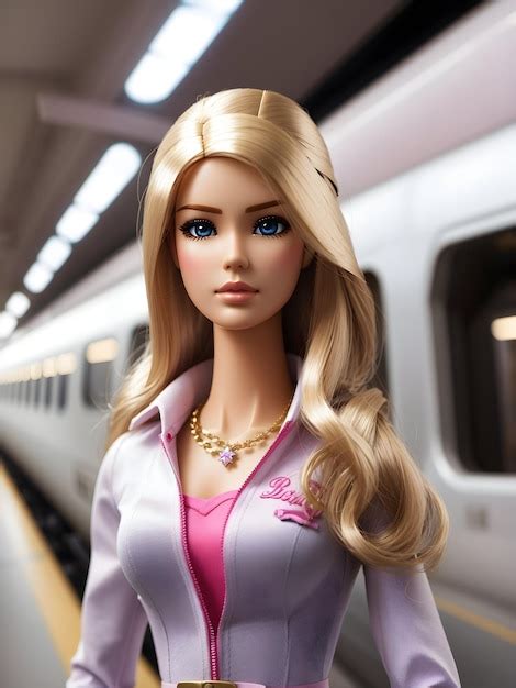Premium Ai Image A Yong Barbie Standing Railway Frountt Of The Bullet