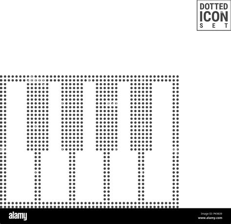 Piano Keys Dot Pattern Icon Synthesizer Midi Keyboard Dotted Icon Isolated On White Vector