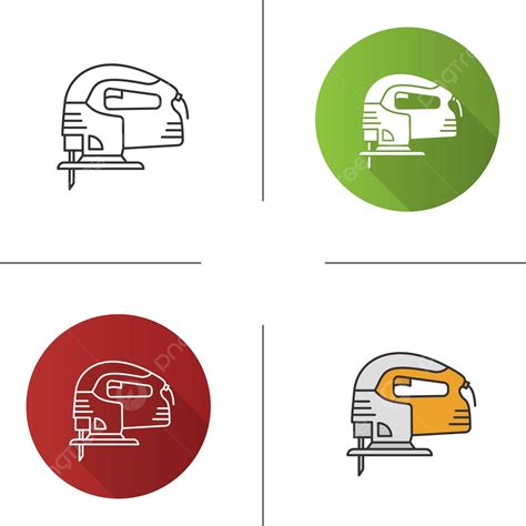 Electric Jigsaw Icon Implement Building Drawing Vector Implement