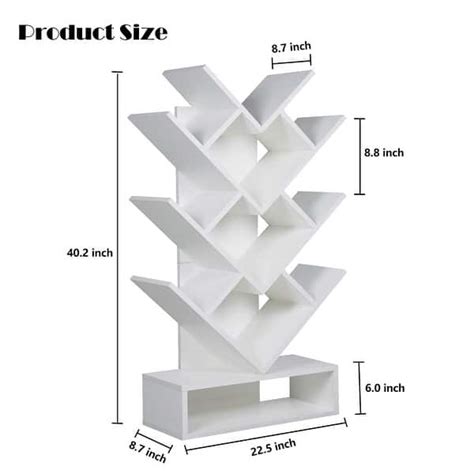 White Tree Bookshelf 5 Shelf Tree Bookcase Small Wood Standing Book