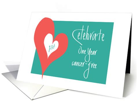 Congratulations 1 Year Cancer Free Anniversary Double Hearts Card