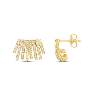 Pavé Caged Huggie Earrings — 14k Gold Filled Cubic Zirconia Detailing