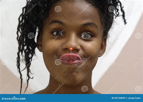 Teenage Girl With A Pierced Stock Image Image Of Attractive Bizarre 59734099