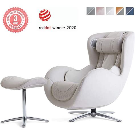 Nouhaus Classic Massage Chair With Ottoman White Leather Lounge Chair