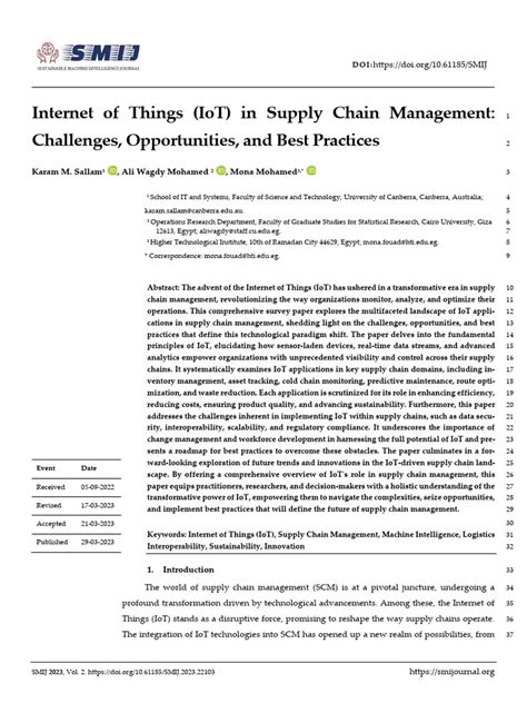 internet of things iot in supply chain management pdf internet of