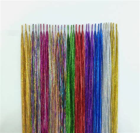 47inch Hair Tinsel Shiny Hair Tinsel Extensions Colored Party