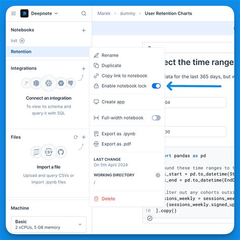 Notebook locking - Deepnote docs