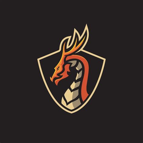 드래곤 헤드 Esport 로고 게임 마스코트 디자인 프리미엄 벡터