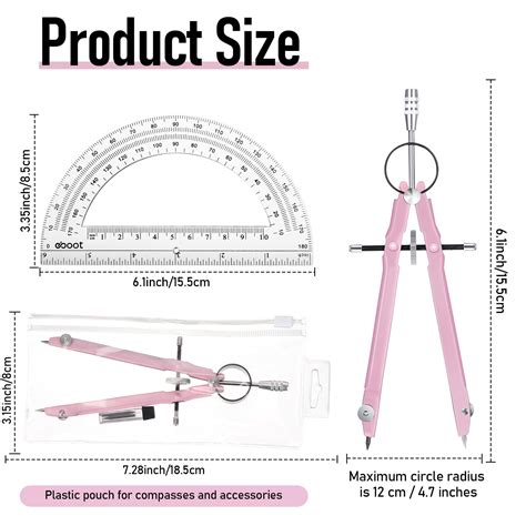 Eboot Student Geometry Math Set Metal Drawing Compass