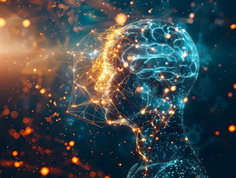 Human Silhouette With Glowing Brain And Neural Networks Stock Illustration Illustration Of