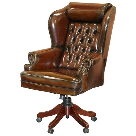 Lovely Chesterfield Presidents High Back Brown Leather Directors
