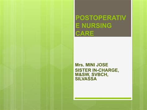 Post Operative Care Ppt First Aid Injuries