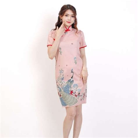 Jual Baju Batik Wanita Dress Batik Cheongsam Motif Cantik Size M Dan L M Pink Di Seller Mama