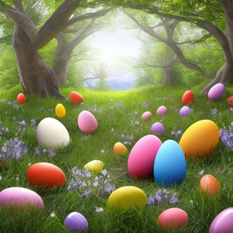 Colorful Easter Eggs In The Woods Stock Illustration Illustration Of