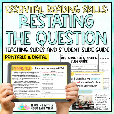 Restating The Question Reading Lesson Slideshow And Lessons
