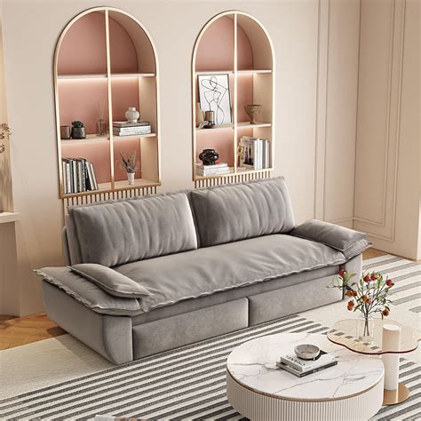 3 In 1 Convertible Velvet Sofa Bed Pull Out Queen Sleeper Bed Chaise Lounge Sofa Daybed Easy