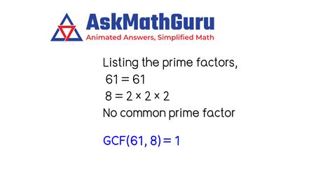 What Is The Gcf Of 61 And 8 Gcd Hcf Prime Common Factors