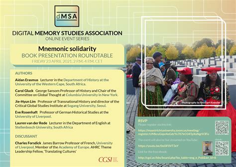 Mnemonic Solidarity Book Presentation Roundtable Memory Studies