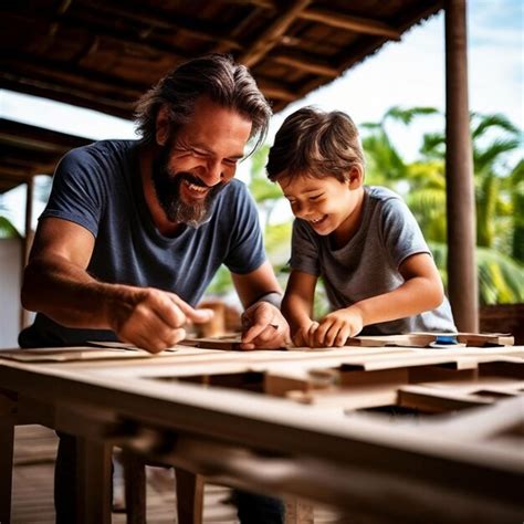 Construction Worker And Son Premium Ai Generated Image