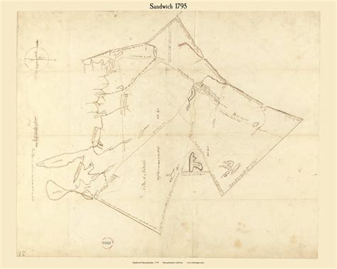 Sandwich Massachusetts 1795 Old Town Map Reprint Roads Place Names