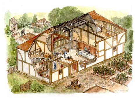 Medieval House Cutaway Drawing In East Sussex Medieval House Layout